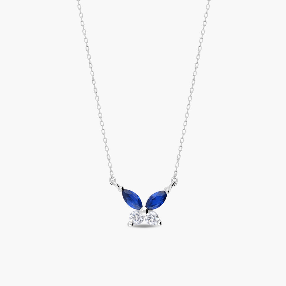 Collar mariposa de plata 1ª ley circonitas blanca y azul 8 mm | JOSE ...